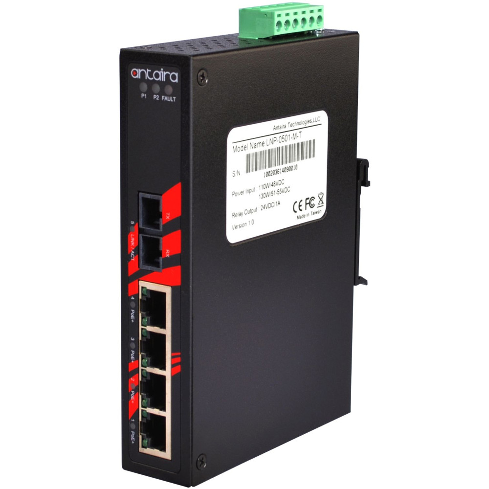 Antaira LNP-0501-M (-24,-T) 5-port PoE switch | Free Shipping